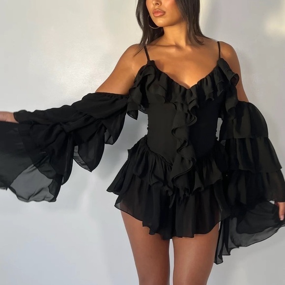 Wanderdoll | Pants & Jumpsuits | Wanderdoll Kendal Playsuit In Black ...